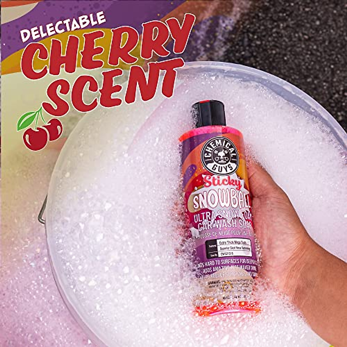 Chemical Guys CWS215 Sticky Snowball Ultra Snow Car Wash Soap (Works with Foam Cannons, Foam Guns or Bucket Washes) for Cars, Trucks, Motorcycles, RVs & More 128 fl oz (1 Gallon) Cherry Scent