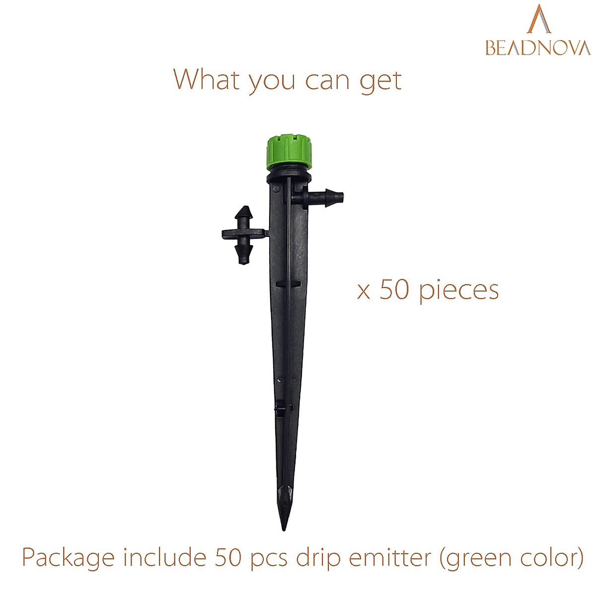 BEADNOVA Irrigation Drippers 50pcs Drip Emitters for 1/4 Inch Irrigation Sprinkler 360 Degree Micro Sprinkler Adjustable Drip Irrigation Heads Drippers for Drip Irrigation Parts Garden Patio Lawn