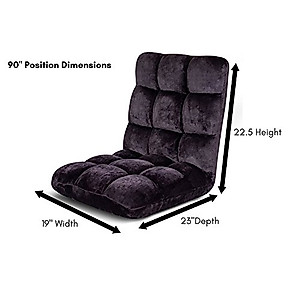 BIRDROCK HOME Adjustable 14-Position Memory Foam Floor Chair for Kids | 22.5" H x 19" W. 5.5" Thick Cushion | Eggplant | Comfy Back Support | Reading Game Meditating | Foldable Banana Rocker Chairs