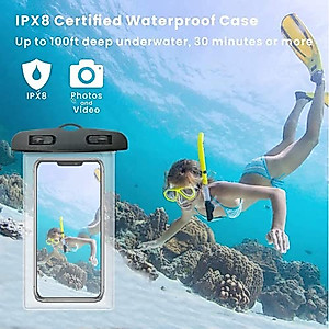 IPX8 Waterproof Phone Pouch Universal Waterproof Phone Case Dry Bag with Lanyard for Swimming Diving Compatible with iPhone 13/12/11 Pro XS MAX XR X 8 7 6 Plus & Samsung Phones 2 Pack (Black)