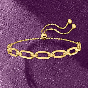 Ross-Simons Italian 18kt Gold Over Sterling Paper Clip Link Bolo Bracelet