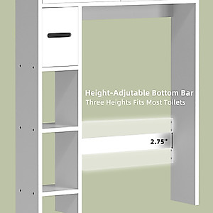 MU Over The Toilet Storage Cabinet with Doors, 32" Bathroom Storage Organizer with Side Shelves, Space-Saving Toilet Storage Rack for Bathroom, Laundry (White)