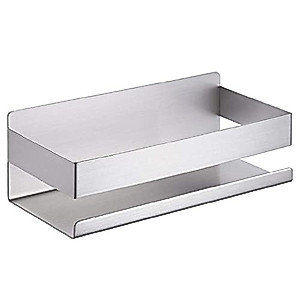 Qksky Self Adhesive Shower Shelf - Bathroom Shelf Stick on Wall Shower Caddy Stainless Steel（23cm）