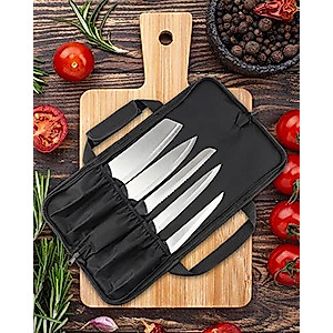 Wessleco Chef Knife Bag(5 Slots), Knife Case Nylon Kitchen Storage Knife Carrying Pouch Red