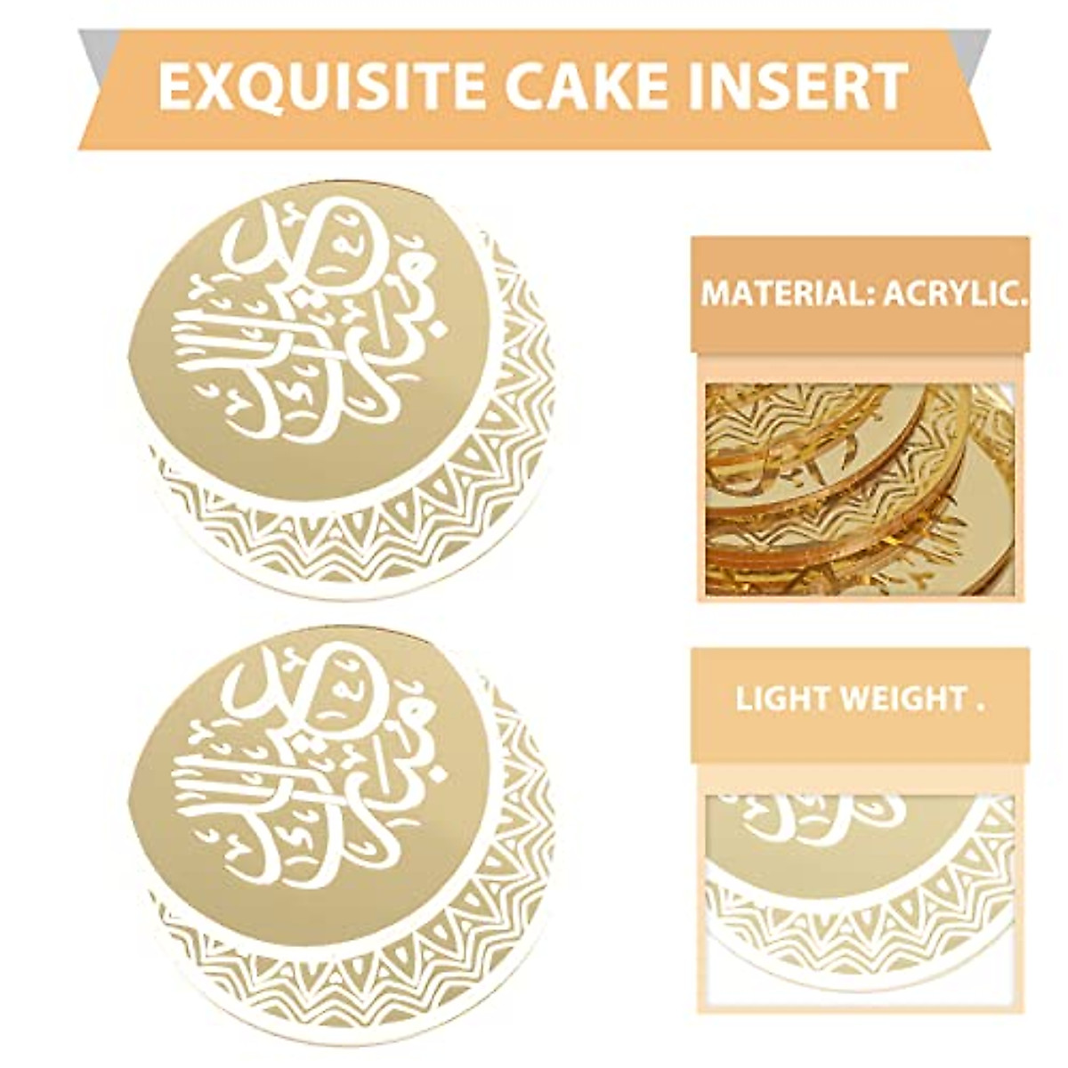 Abaodam Mirror Decor 10 Pcs Acrylic Eid Mubarak Resuable for Hajj Mubarak Festival Anniversary Party Celebration Decoration Supplies Golden Moon Decor