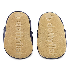 Dotty Fish Soft Leather Infant Shoes Girls pre-Walkers. Pink with Cut-Out Hearts. 6-12 Months