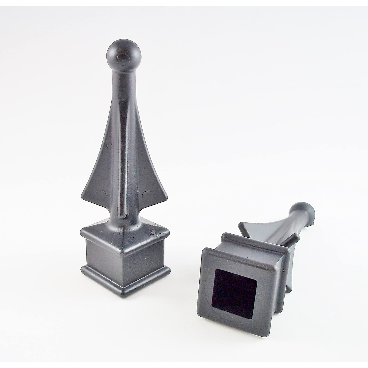 Retrospec Creations 50 Each for 5/8” Black Plastic Finial Tops for Iron Picket Fence 4-Sided Spire – #1-58