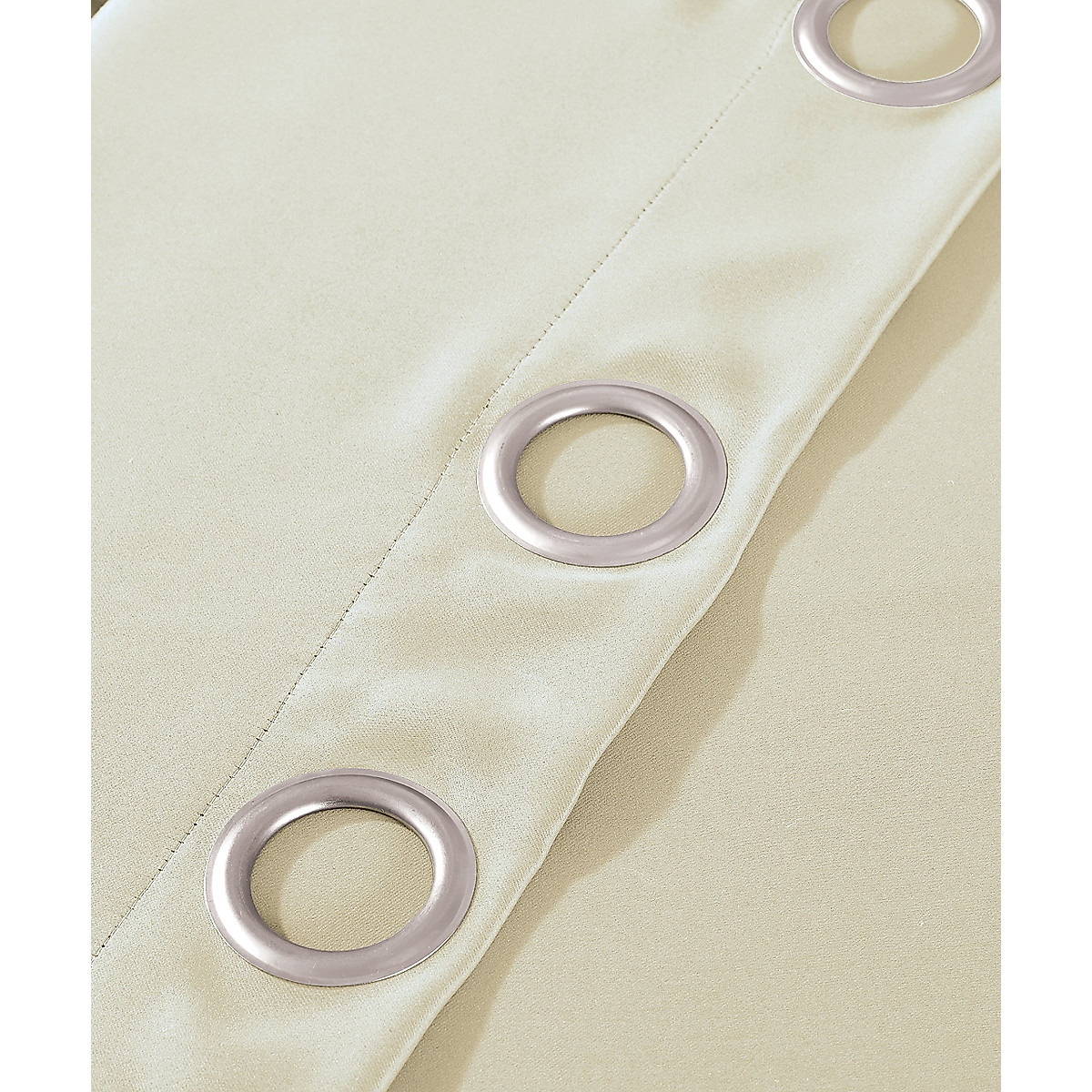 Home Soft Things Serenta 4 Piece Grommet Darkening Thermal Insulated Blackout Window Panel Curtain Set, 2 Curtains and 2 Tiebacks, 54" x 63", Beige