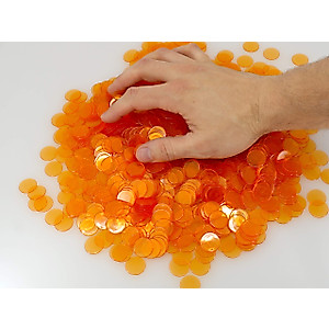 Regal Bingo Plastic Bingo Chips 500 Pcs - Clear Transparent Counters Game Chips Set for Board Game - Fun Bingo Night - 3/4 Inch Orange Color