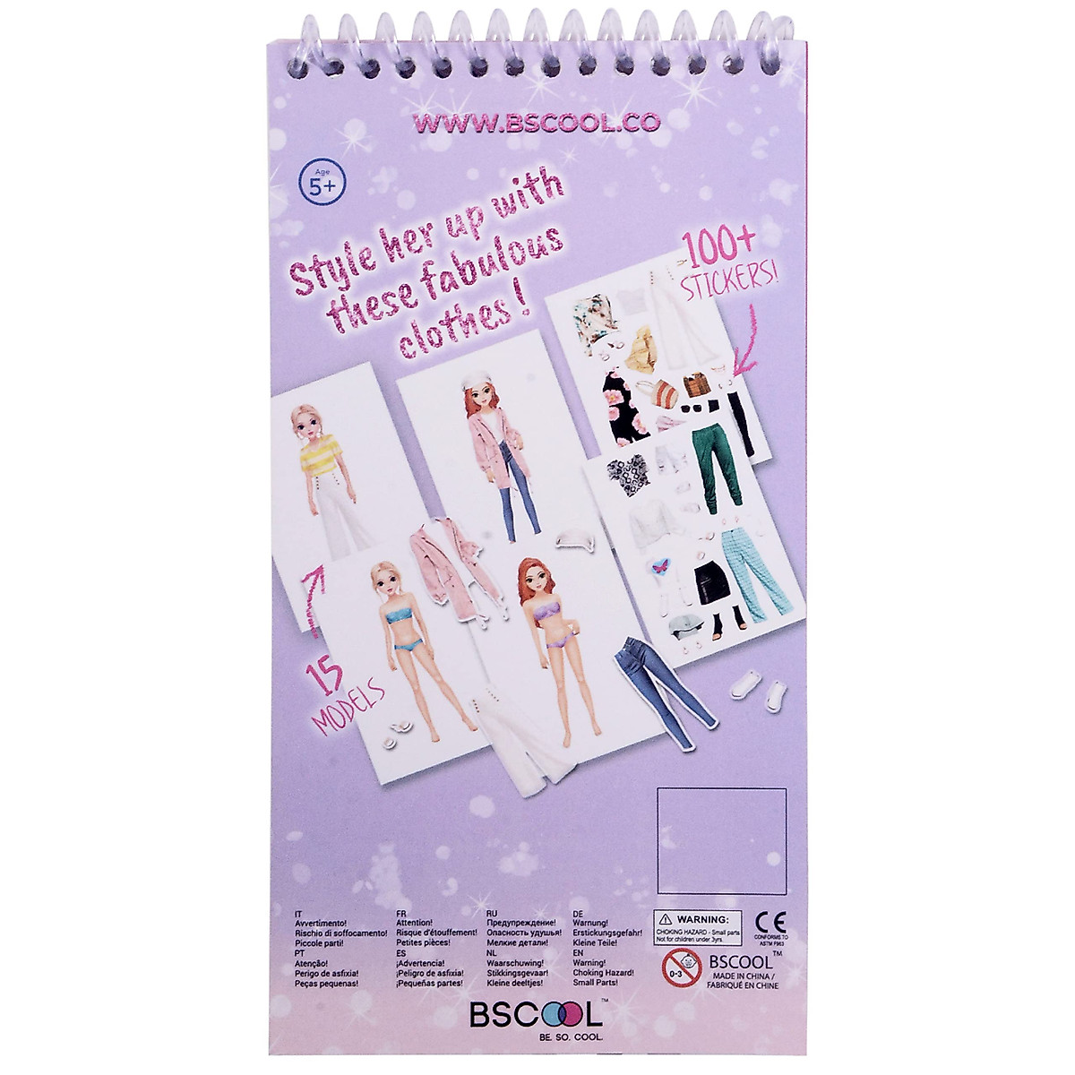 BSCOOL Sticker Dress up - Sticker Activity Book for Kids. Learn Girls Fashion Design with Stickers and Guides for Kids 5 and up. Little Designer Creativity Book. Stickers, Paper Dolls. Gift for Girls