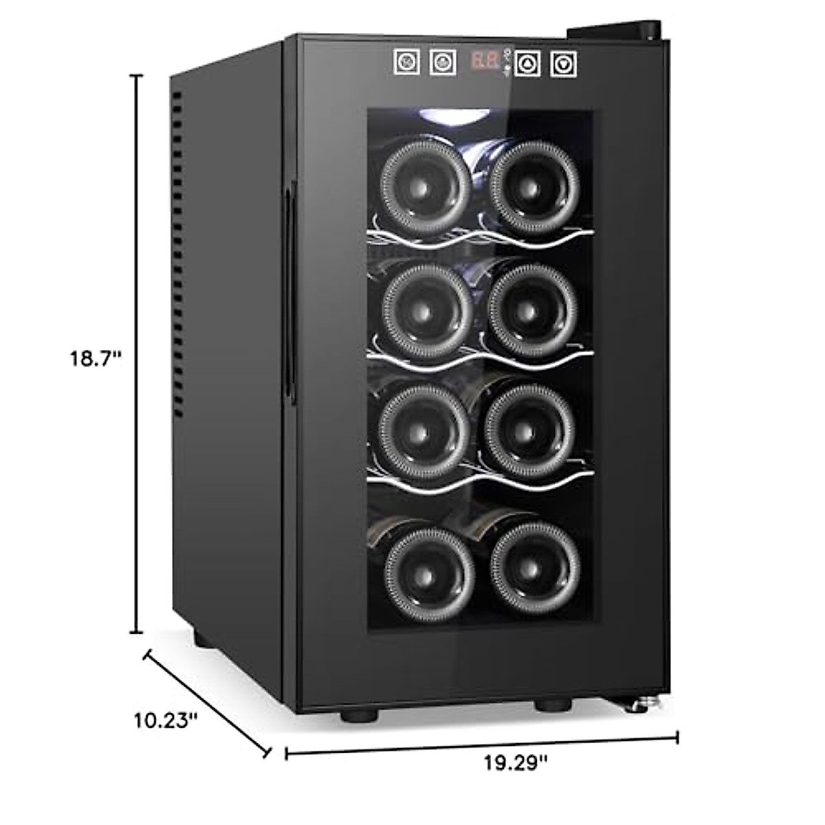 Mini Wine Fridge, 8-Bottle Small Wine Cooler, Wine Cooler Refrigerator With Removable Shelves Interior Lighting Digital Touch Control, And Private Reserve Wine Cellar For Home, Office, Bar