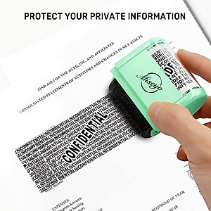 Miseyo Wide Roller Stamp Identity Theft Stamp 1.5 Inch Perfect for Privacy Protection,Anti-Theft Security Confidential Easy for Guard Personal Information Blockout - 3Pack Set (Mint Green)