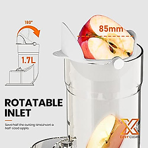 MIUI Slow Masticating Juicer Machines - Slow Juicer Cold Press with Big Wide Chute, Easy to Clean Suitable for Celery Fruit Vegetable, Mini Fully Automatic Slow Juciers Maker (White)