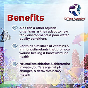 DrTim’s Aquatics First Defense for Saltwater Aquariums – Stress Relief & Immune System Support with Vitamins & Immunostimulants for Fish Tanks 4 oz.