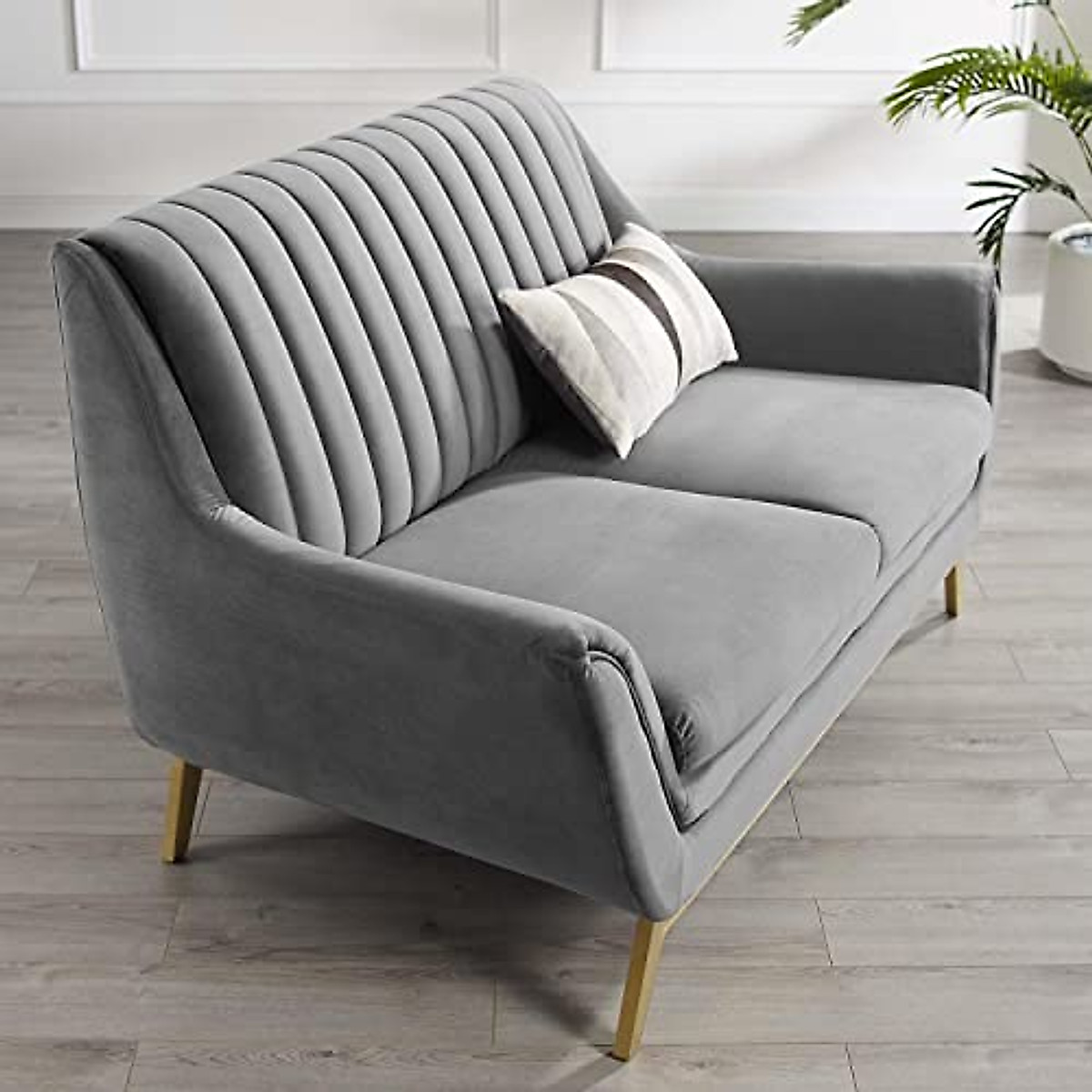 Modway Winsome Channel Tufted Performance Velvet, Loveseat, Gray