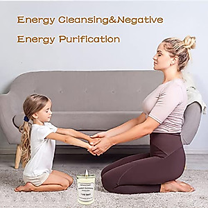 Lovracoon Pure Sage Smudge & Long Lasting Burning Jar Candle for House Energy Cleansing, Negative Energy Purification and Chakra Healing, Natural Soy Wax Jar Candle with Gift Box（White Sage,Large）