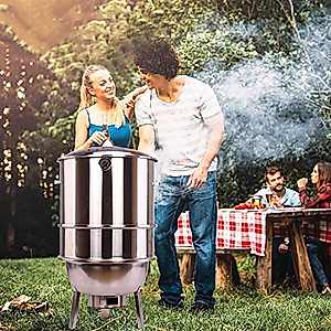 NEWCES Safety Certification Freestanding Barbecues Portable Barbecues BBQ Grills Stainless Steel Charcoal Barbecues Grills Combination Grill-Smokers for Picnic Garden Terrace Camping Travel