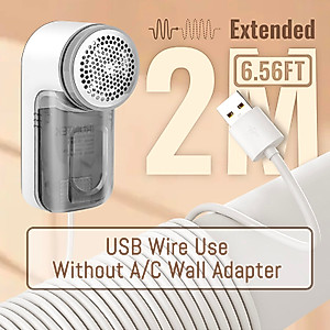 iRUNTEK Fabric Lint Remover Wired Use, USB Powered Shaver and Lint Brush 2 in 1, Sweater Defuzzer Remove Fuzz, Lint Balls, Pills, Bobbles from Clothes, Furniture, Carpet, Couch