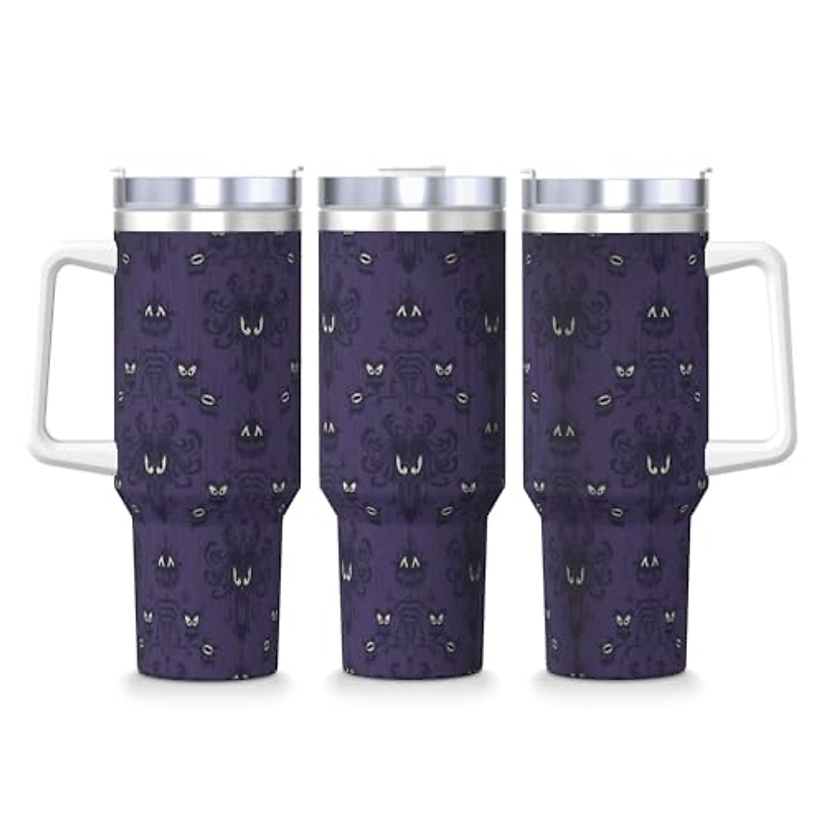 PTONUIC Haunted Mansion 40 oz Tumbler with Handle and Straw Lid | Insulated Cup Reusable Stainless Steel Water Bottle Travel Mug Cupholder Friendly | Gifts for Women Men Him Her