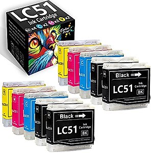 (10-Pack, 4BK,2C,2M,2Y) ColorPrint Compatible LC51 Ink Cartridge Replacement for Brother LC 51 LC-51 fit for DCP-130C DCP-330C DCP-350C MFC-240C MFC-440CN 5460CN 845CW 5860CN 665CW FAX-2480C Printer