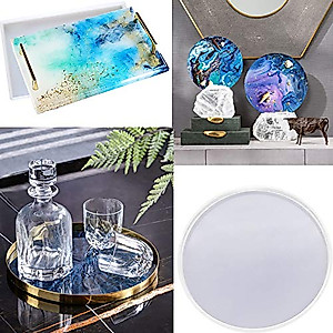 2Pack Large Resin Mold,Oversized Silicone Tray Molds for Epoxy Resin,Include Round,Rectangle Shaped Plate Molds for Resin Casting,Home Decorations Crafts