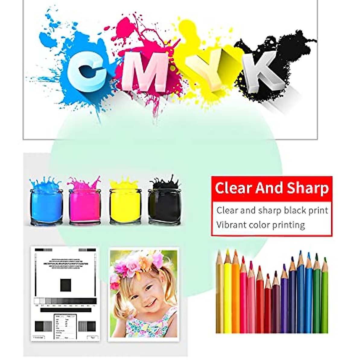 V-Surink Remanufactured Ink Cartridge for Hp 63 63XL Envy 4520 4516 Officejet 5255 5258 4655 4650 3830 3831 4655 Deskjet 2130 2132 1112 3630 3633 3634 Printer (1B1C)