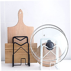 Eioflia Cutting Board Rack Holder,Chopping Board Organizer Stand Kitchen Pot Pan Lids Rack Organizer Flat Steel (Black) Chopping Board Rack, Pot Pan Lid Holder,Cutting Board Organiser, Stand