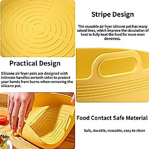 GHappiness Silicone Air Fryer Liner, 2 Pack Non-stick Liner Accessories for 5QT-8QT Air Fryer, Reusable Air Fryer Silicone Air Liner with Gloves & dishcloth(2 Pcs Round)