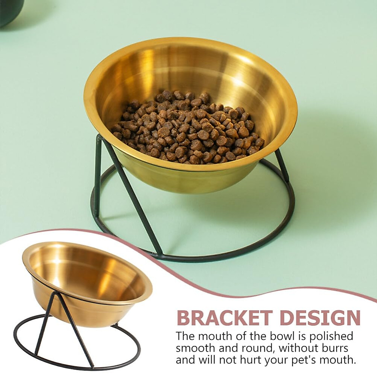 ULTECHNOVO Elevated Cat Bowls,Raised Cat Food Water Bowl with Stainless Steel,Porcelain Pet Dishes for Cats and Small Dogs