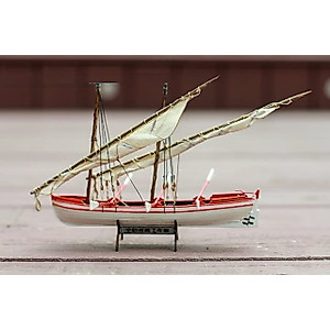 GAWEGM Ship Model - Whole Ribbed Double Mast Fishing Boat with Metal Accessories