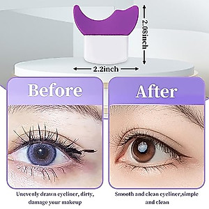 FEBSNOW Eyeliner Stencils 4pcs Multifunction Eye Make Up Aid Tool Silicone Eyeshadow Shield Guard with 4 Mascara Brushes Easy to Use Make Up tools(Purple)