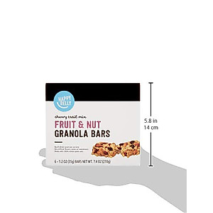 Amazon Brand - Happy Belly Fruit & Nut Chewy Trail Mix Granola Bars, 6 Count