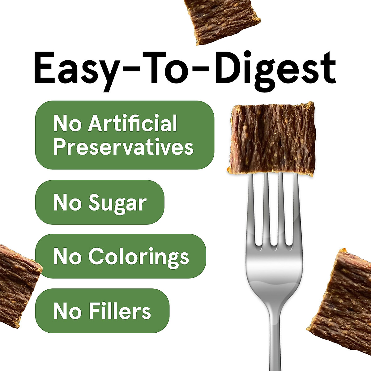 Real Meat Dog Treats - 4oz Bag of Bite-Sized Air-Dried Beef Jerky for Dogs - Grain-Free Jerky Dog Treats Made up of 95% Human-Grade, Free-Range, Grass Fed Beef - All-Natural High Protein Dog Treats