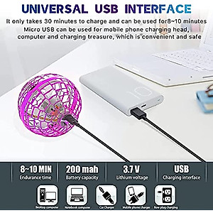 PITKLG Flying Ball Toys 2023 Upgraded Hand Controlled Flying Orb Magic Ball RGB Led Lights Boomerang Spinner 360°Rotating Soaring UFO Mini Orb Drone Flying Toy Safe for Kids Adults(Purple)