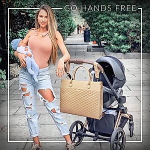 Monaco Tote Bag by Luli Bebe - Women's Designer Luxury Vegan Leather Tote Bag Large, Ladies Weekender Handbag (Latte Brown)