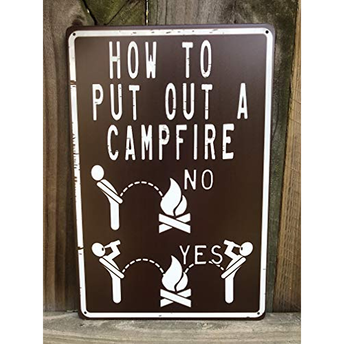 How To Put Out A Campfire 12" x 8" Funny Tin Sign Camping Themed Lake House Cabin RV Trailer Decor Accessory