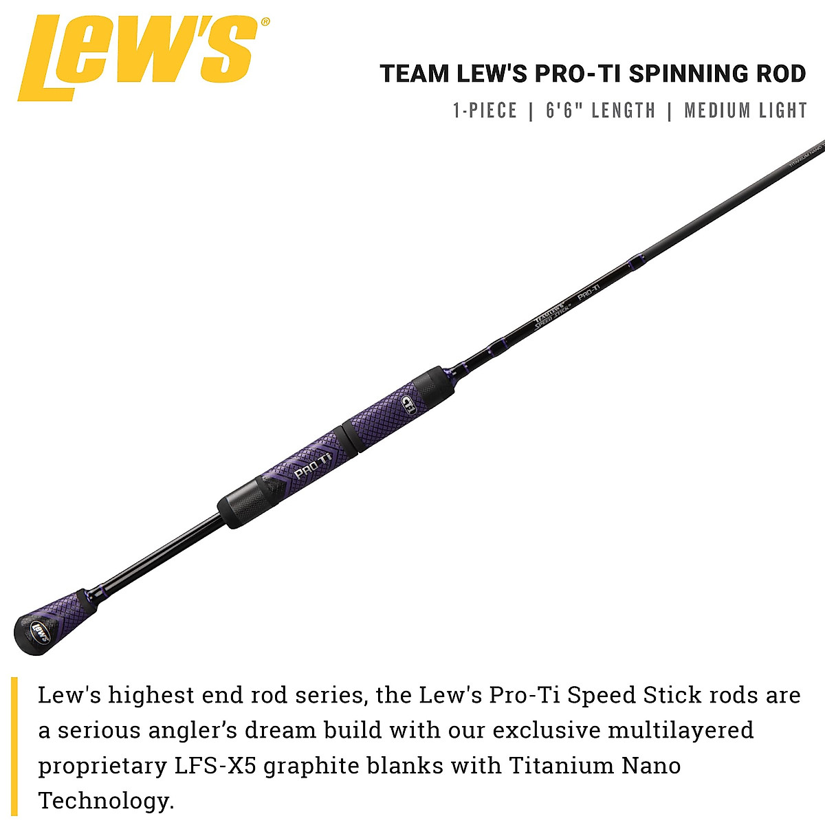 Lew's Team Lew's Pro-Ti Speed Stick 6'6"-1 Medium Light Spinning Rod