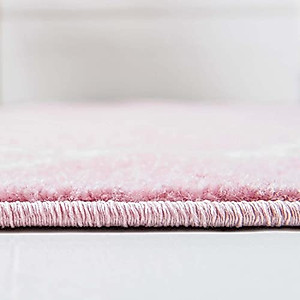 Unique Loom Trellis Frieze Collection Area Rug - Rounded (5' 1" x 8', Light Pink/ Ivory)