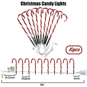 21Inch Candy Christmas Lights,10 Pack Candy Cane Lights Outdoor Pathway, Pathway Markers,Christmas LED Yard Lawn Pathway Markers, Christmas Indoor and Outdoor Decoration Lights UL588 Certified