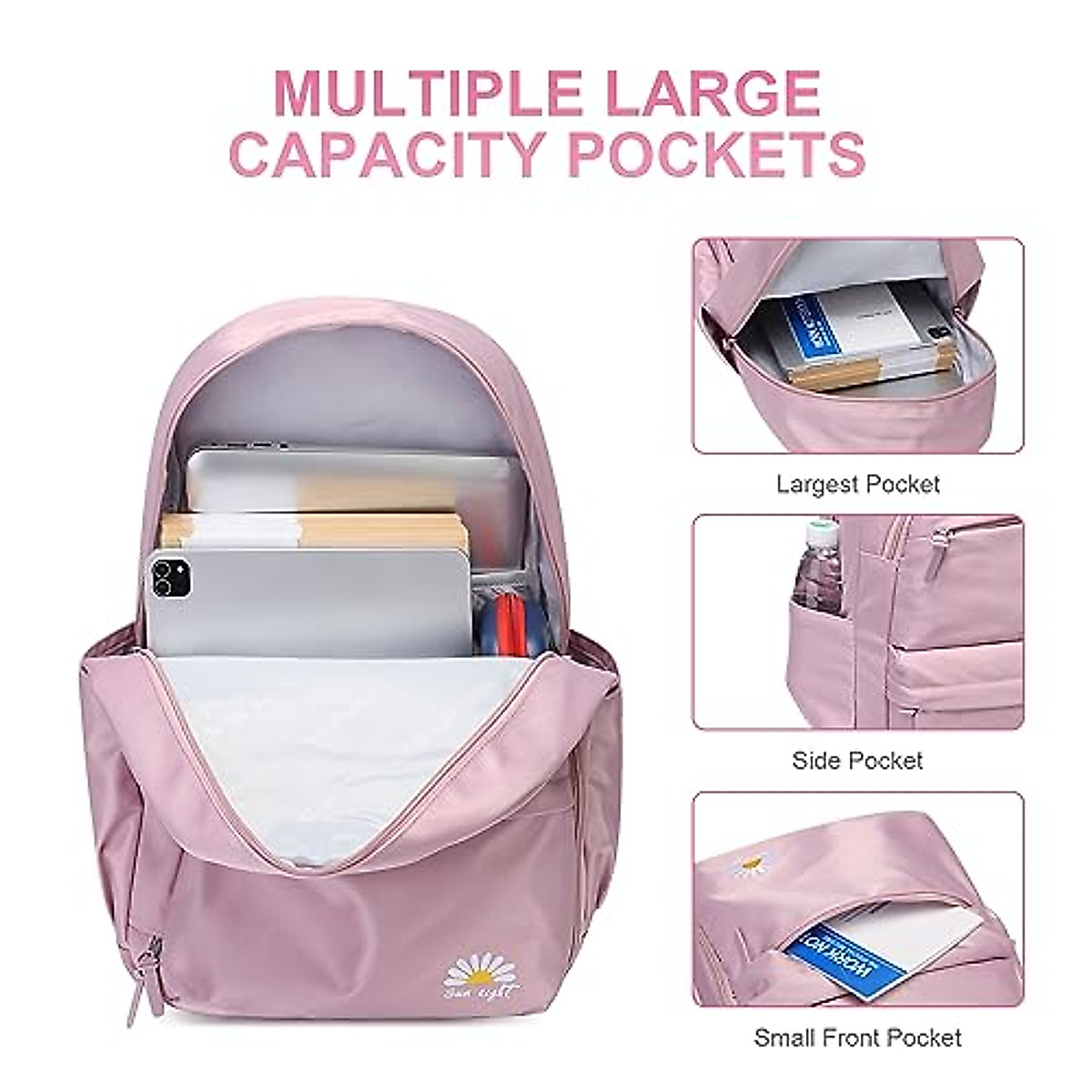 Caran·Y Kids' Backpacks Multipurpose, Waterproof,Spacious Lightweight School Bookbag for 15.6-inch Laptop,Bottle Side Pockets and Suitable for Ages 6 and Up Girl Boy Toddler Backpack（Purple）