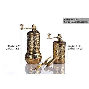 Salt And Pepper Grinder Set - Herb / Pepper Grinder Mill - Spice / Coffee Bean Grinder -Manual (Gold)