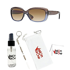 Ray-Ban RB4101 Jackie Ohh Sunglasses + Vision Group Accessories Bundle, womens (Brown Gradient Lilac/Light Brown Gradient Brown (860/51)