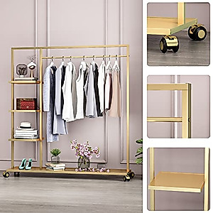 Smlttel Clothing Rack with Shelf,Boutiques Retail Display Clothing Rack,Heavy Duty Garment Rack,Multiple Uses Hanging Rack for Home and Retail(Gold)