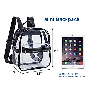 Mini Clear Backpack,Stadium Approved Clear Backpack with Front Accessory Pocket, Heavy Duty See Through Backpack for Festivals, Concerts,Sporting Events