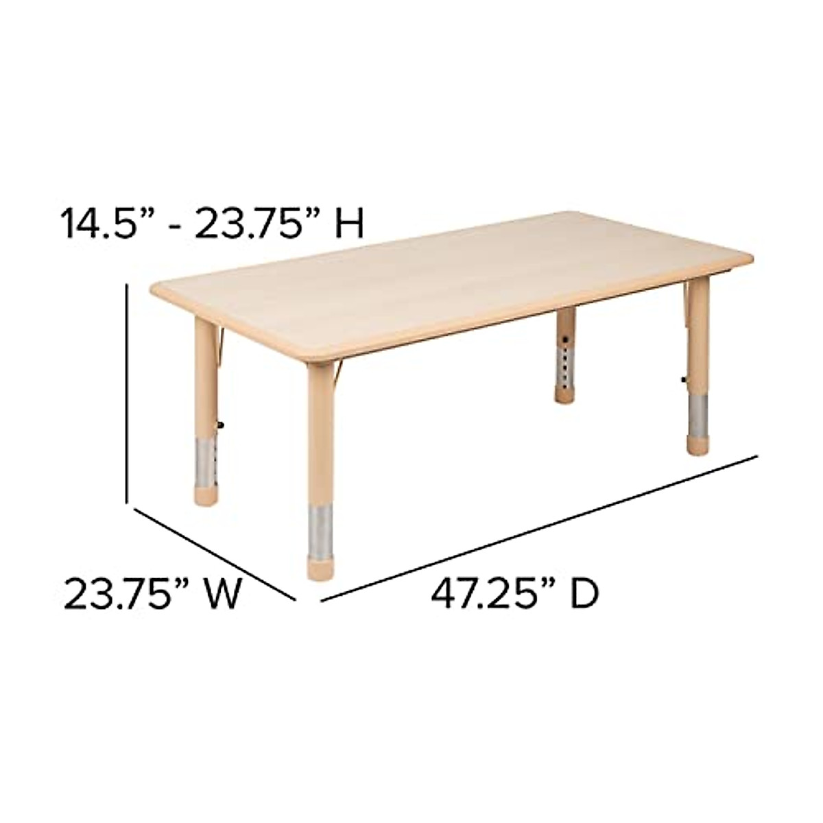Flash Furniture Wren 23.625"W x 47.25"L Rectangular Natural Plastic Height Adjustable Activity Table