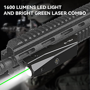 P9L-G Tactical Light Laser Combo - 1600 Lumens LED & Green Laser Sight for Picatinny Rails with Magnetic Charger and Momentary/Constant-on Switch