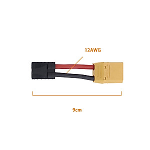 Create idea 2Pcs XT90 Male to Female Connector Adaptor Plug 12AWG with 8cm Cable for RC UAV Car Charger LiPo Battery Connector
