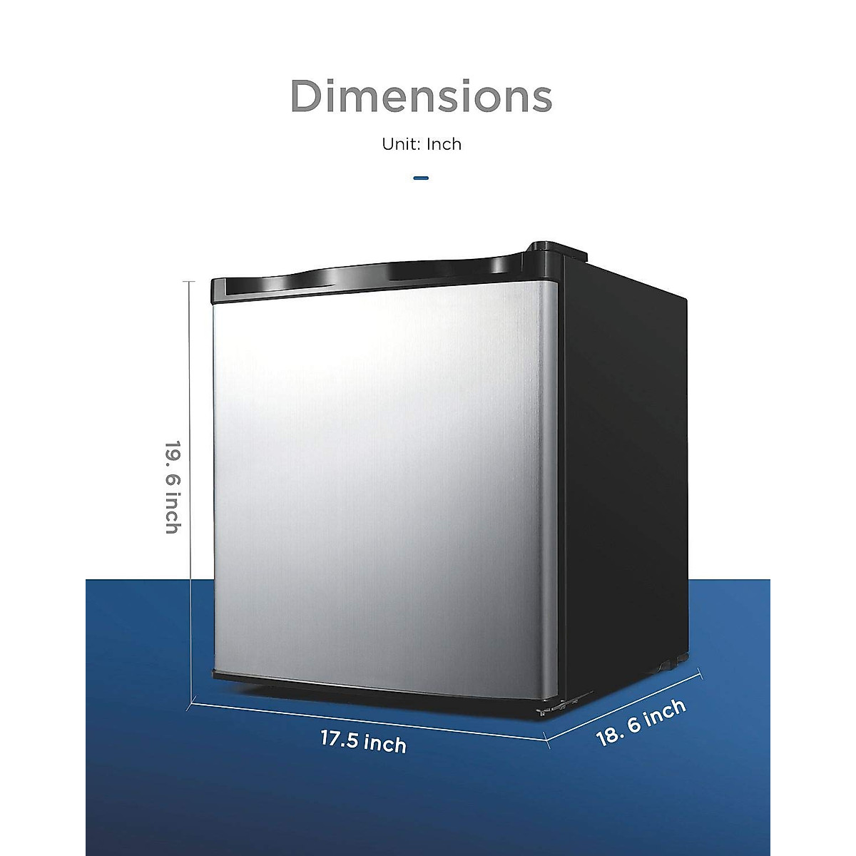 Upright Freezer - Compact Reversible Single Door Table Top Mini Freezer - Free Standing Freezing Machine with Removable Shelf(Silver, 1.1 Cubic Feet)