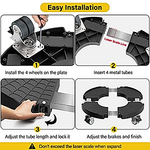 Goovilla Plant Stand with Wheels Heavy Duty, 1Pack Adjustable 15-22 Plant Caddy with Lockable Caster Wheels 440LBS, Rolling Plant Stand/Dolly/Roller for Indoor Outdoor Large Planter, Flower Pot,Black