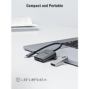 Mkighub USB C to Dual HDMI Adapter 4K 60Hz, Type C (Thunderbolt 3) to HDMI Converter Dual Monitor Adapter Compatible with MacBook Pro Air 2020/2019/2018, Yoga 920, Chromebook Pixel, XPS 13/15, etc